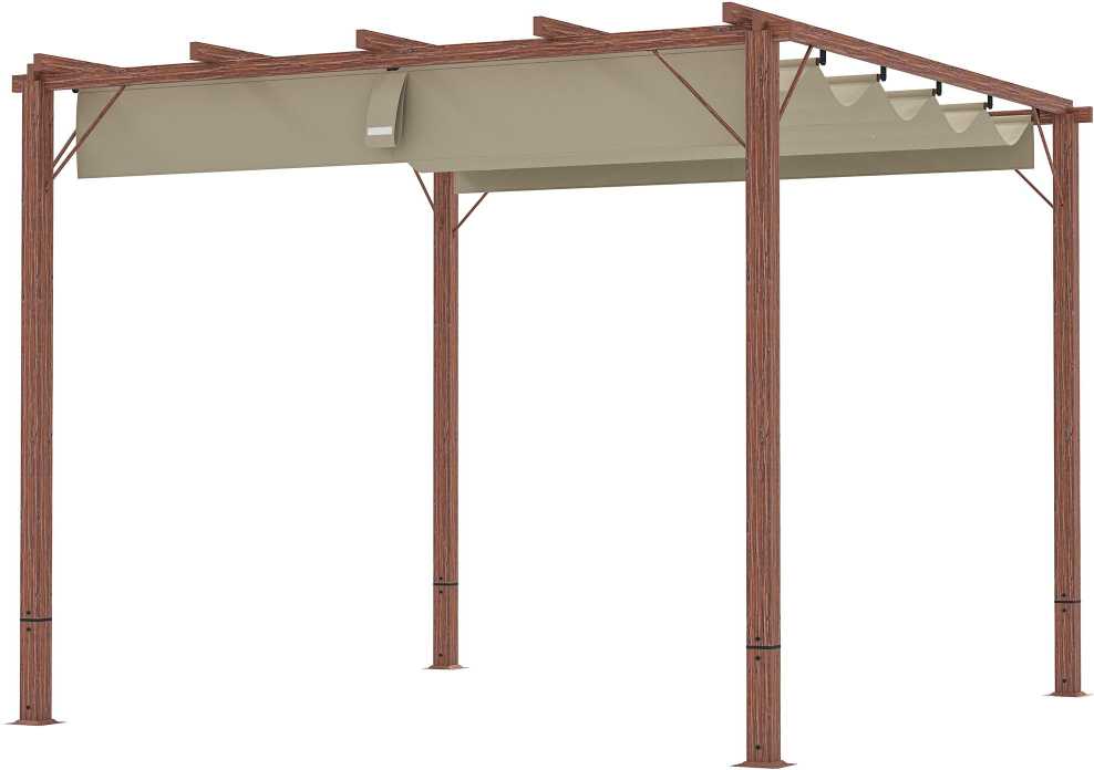 Paviljon Outsunny, 3 x 3 m, terrassi katus alumiiniumist, naturaalne ...
