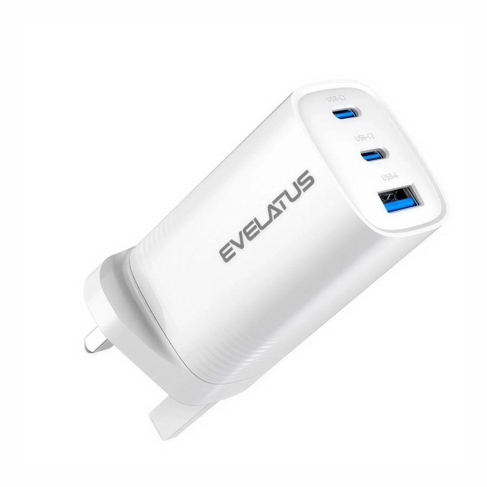 Kiirlaadija Evelatus ETC11 65W Max, USB-C1/USB-C1/USB-A, valge, UK ...