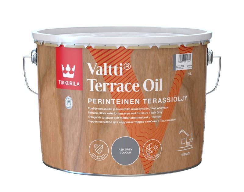 Terrassi- ja aiamööbliõli Tikkurila Valtti Terrace Oil, 9 L, hall hind ...